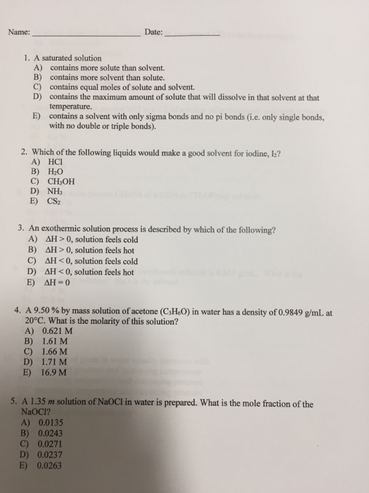 Solved A saturated solution contains more solute than | Chegg.com