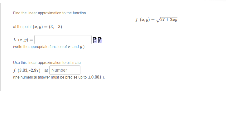 Solved Find The Linear Approximation To The Function F X Y