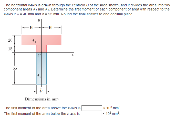 Solved The horizontal x-axis is drawn through the centroid C | Chegg.com