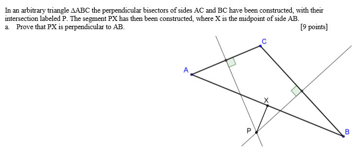 Solved In an arbitrary triangle delta ABC the perpendicular | Chegg.com