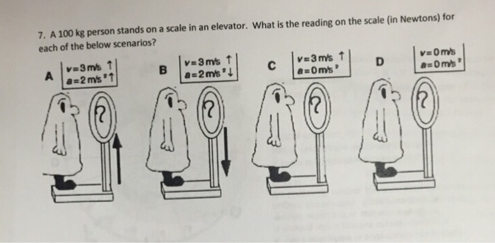 Solved A100 kg person stands on a scale in an elevator. What | Chegg.com