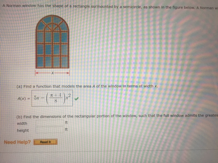 Solved A Norman window has the shape of a rectangle | Chegg.com
