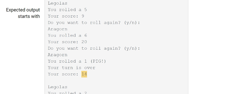 Solved C++ coding, spacing/lining problem: Pig Dice Game | Chegg.com