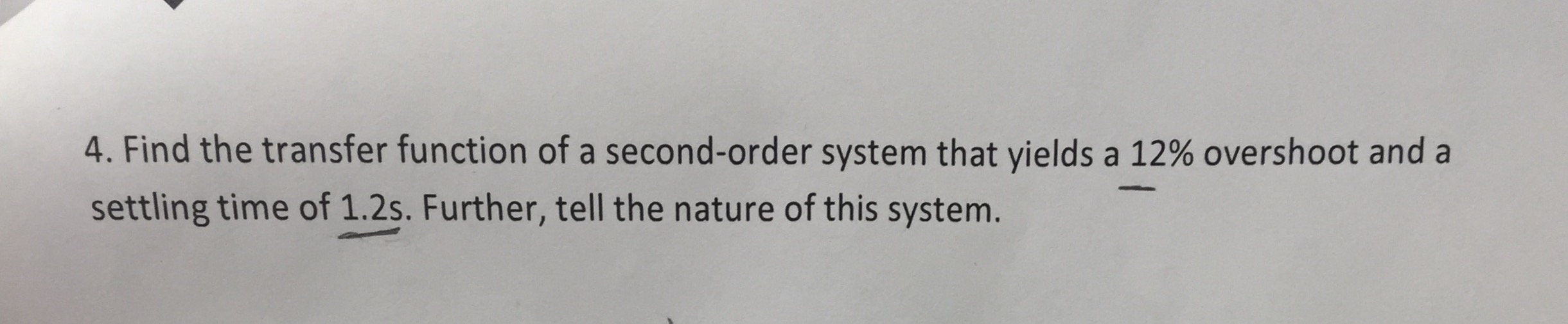Solved Find the transfer function of a second-order system | Chegg.com