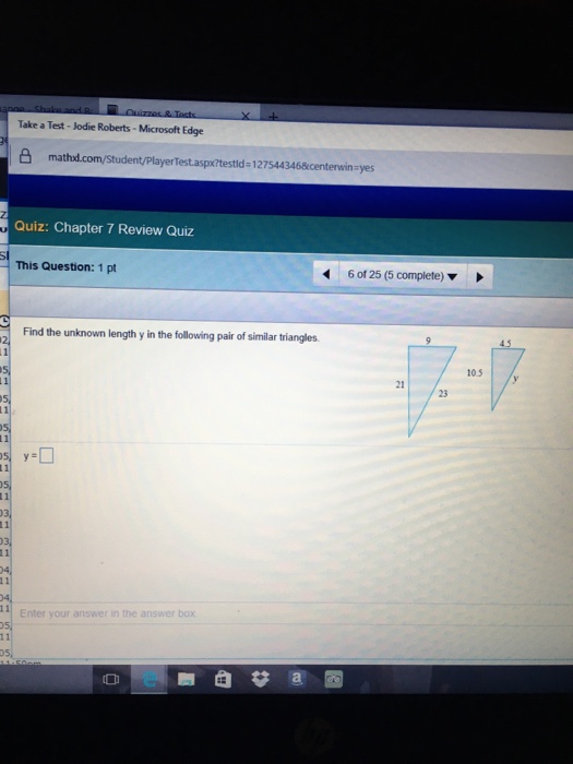 Solved Find the unknown length y in the folowing pair of | Chegg.com