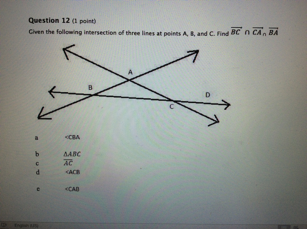 Solved Question 12 (1 point) Given the following | Chegg.com
