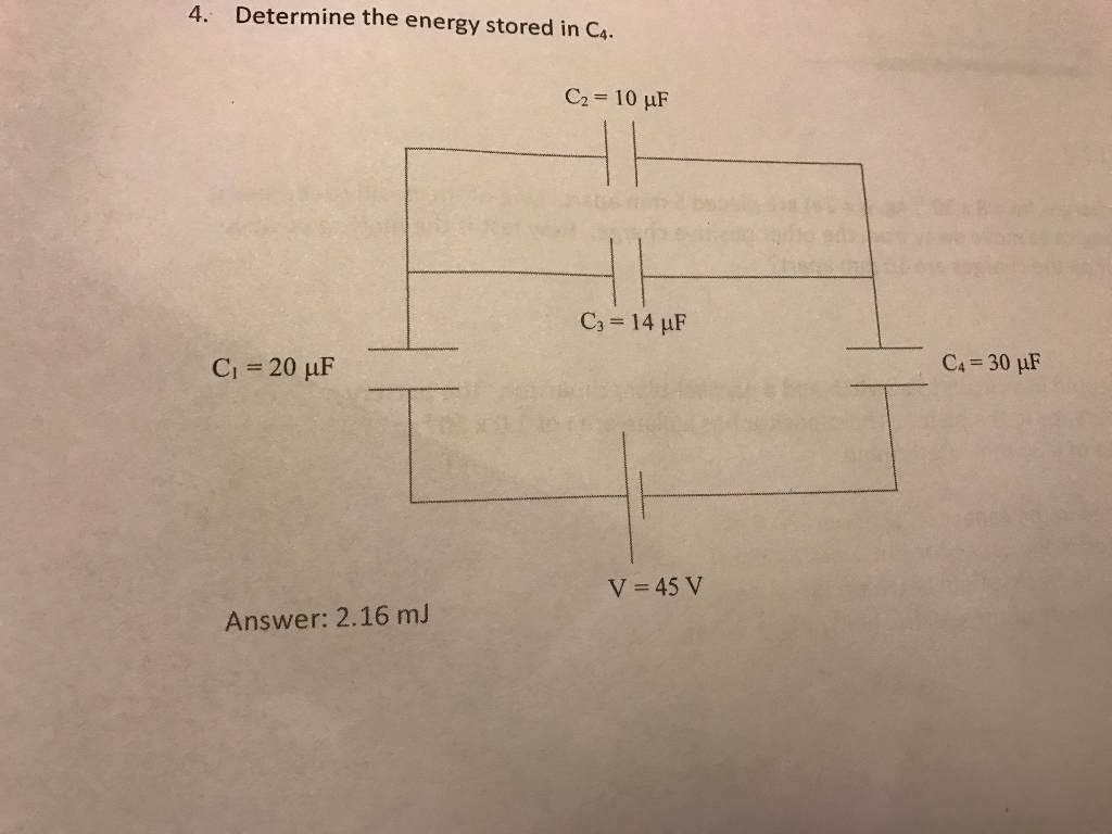 Solved 4. Determine the energy stored in Cs. C2 = 10 μF C1 = | Chegg.com