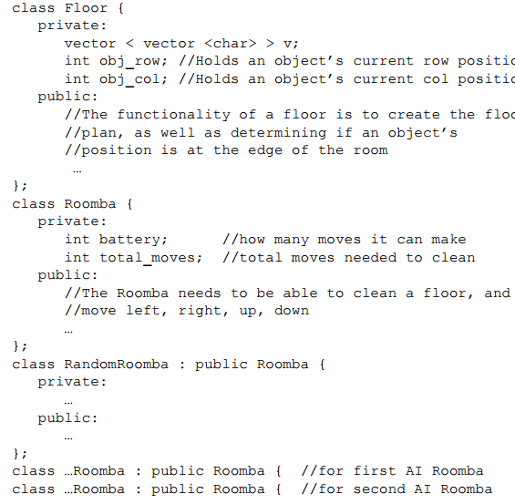 Solved c++ programming for simulation a roomba clean rooms( | Chegg.com