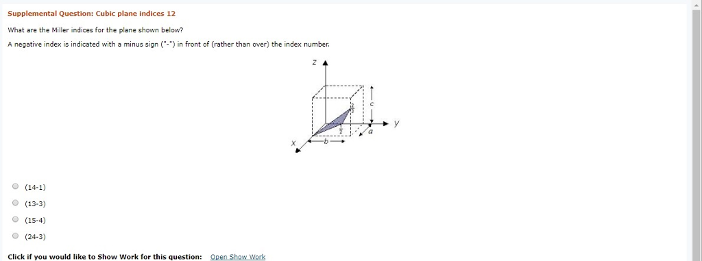 Solved Supplemental Question: Cubic plane indices 12 What | Chegg.com