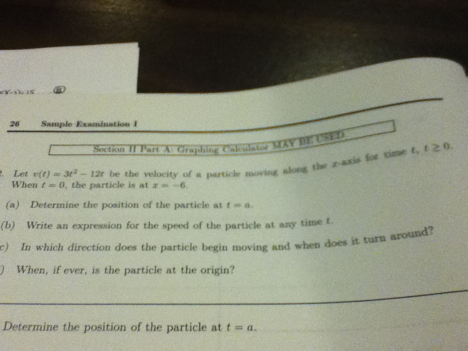 Solved Let v(t) = 3t2 - 12t be the velocity of a particle | Chegg.com