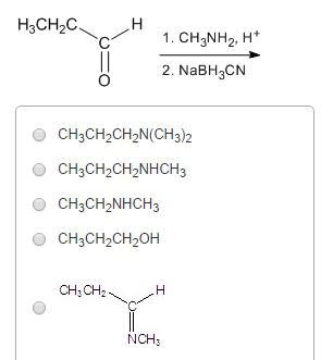 Solved H3CH2C a H 1. CH NH2, H 2. NaBH3CN CH3CH2CH2N(CH3)2 | Chegg.com