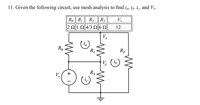 Solved Given the following circuit, use mesh analysis to | Chegg.com
