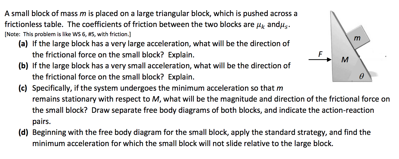 Solved A small block of mass m is placed on a large | Chegg.com