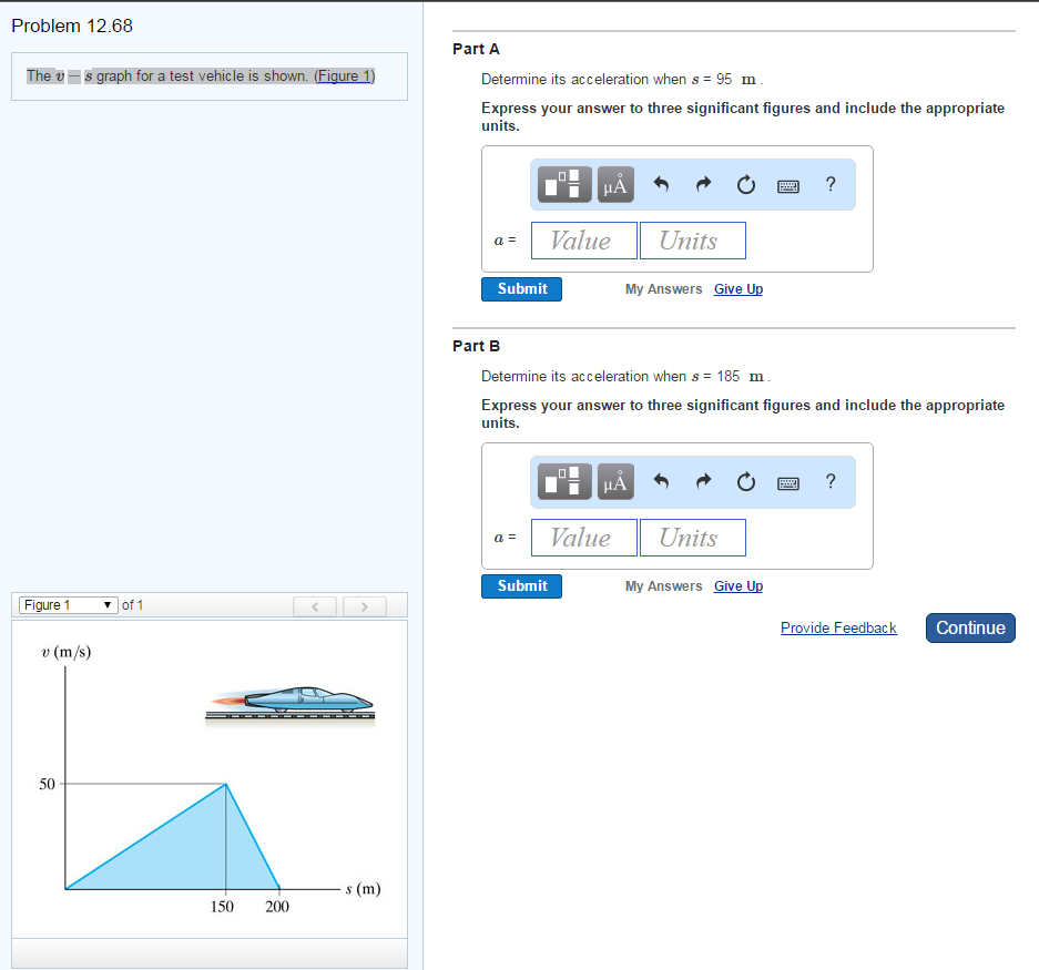 Solved The v - s graph for a test vehicle is shown. | Chegg.com