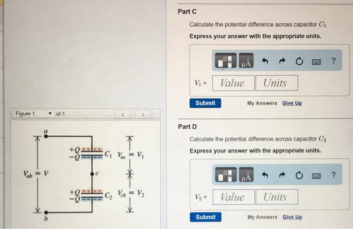 Solved Calculate the charge on capacitor C1 Express your | Chegg.com