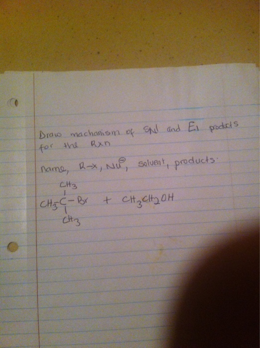 Solved Draw mechanism of SN1 and E1 products for the Rxn | Chegg.com