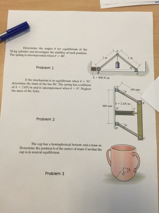 Solved Determine the angles theta for equilibrium of the | Chegg.com