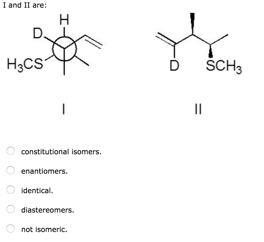 Solved I and II are: D SCHa constitutional isomers. | Chegg.com
