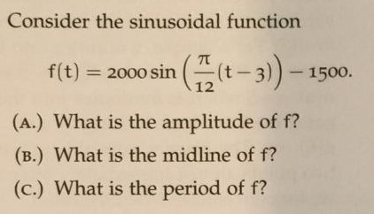 Solved Consider the sinusoidal function f(t) = 2000 sin | Chegg.com