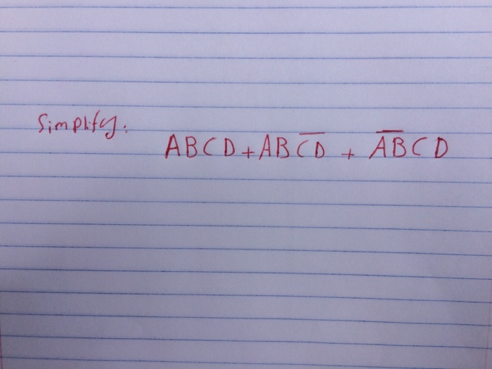 Solved Simplify: ABCD + ABCD+ ABCD | Chegg.com