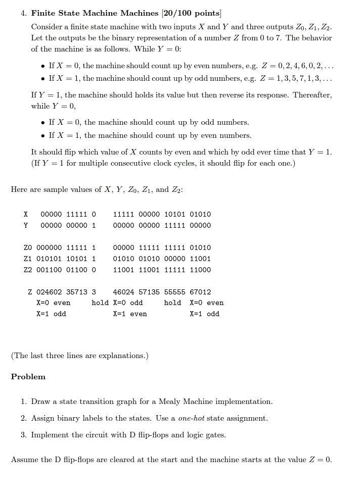 Solved 4. Finite State Machine Machines [20/100 points] | Chegg.com