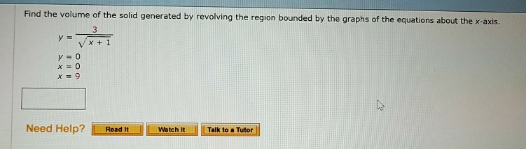 Solved Find the volume of the solid generated by revolving | Chegg.com