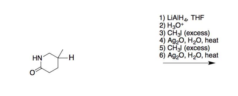 Solved 1) LiAlH4, THF 2) H30+ 3 ) CH3l (excess) 4) Ag20, | Chegg.com