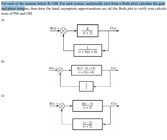 Solved For each of the systems below K-100. For each system, | Chegg.com