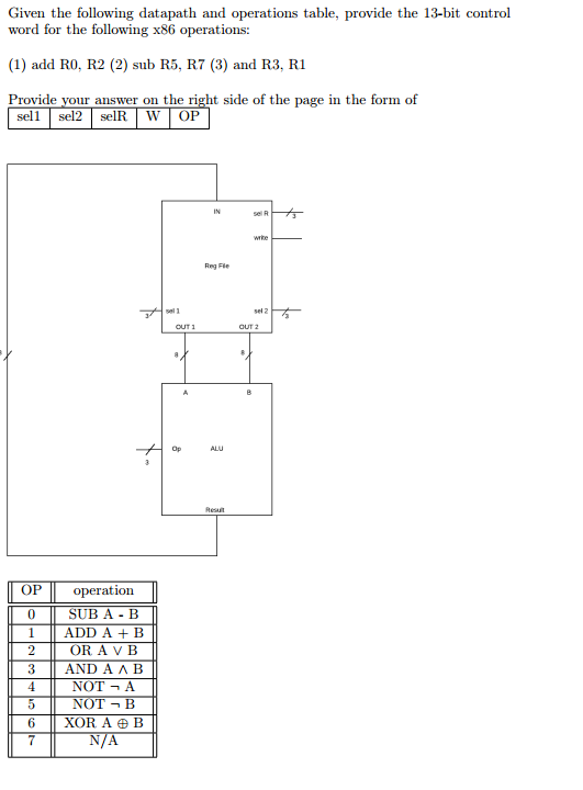 Solved Using the datapath diagram from Problem 2, redraw the | Chegg.com