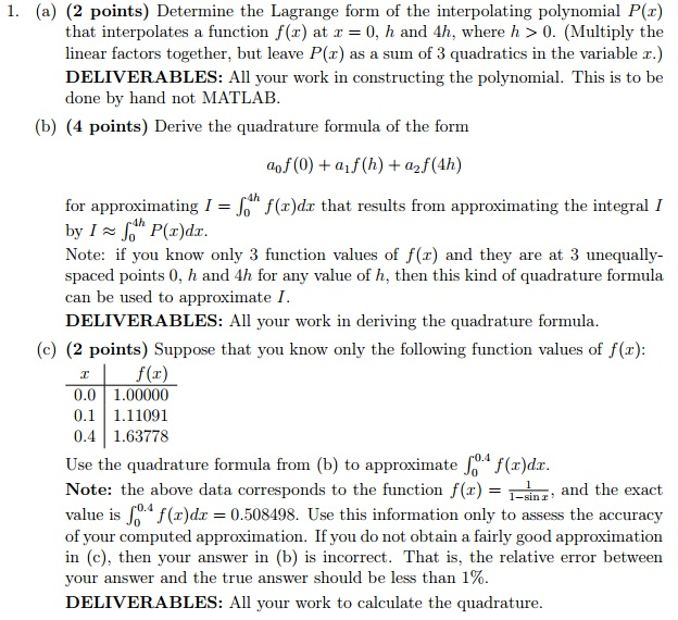 A Determine The Lagrange Form Of The Interpolating 