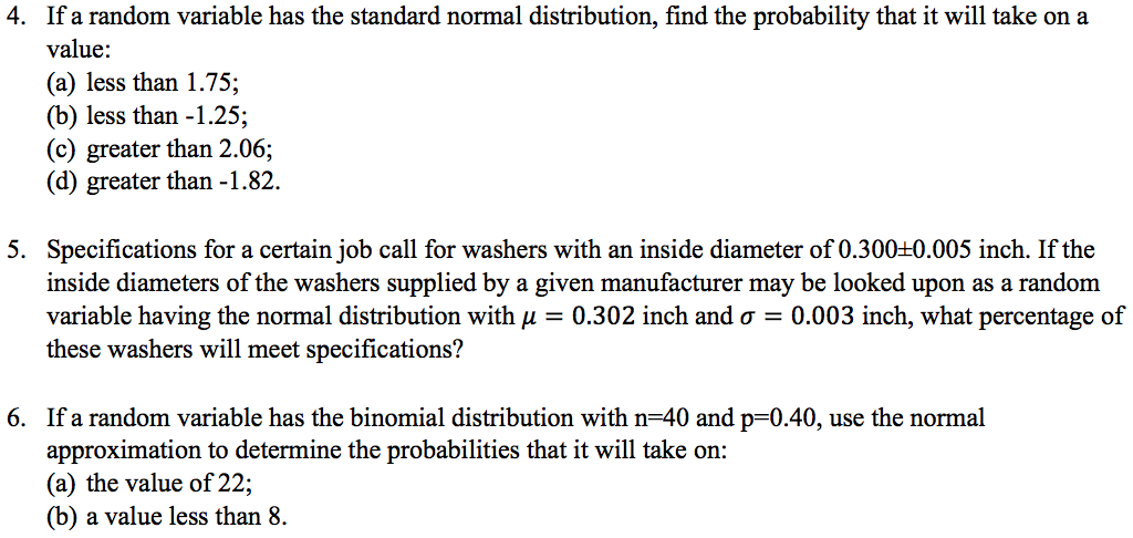 Solved 4. If a random variable has the standard normal | Chegg.com