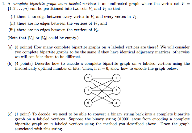 Solved A complete bipartite graph on n labeled vertices is | Chegg.com