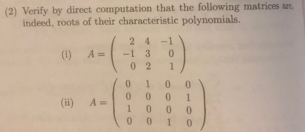 Solved by direct computation that the following matrices | Chegg.com