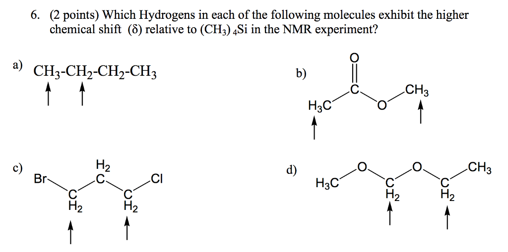 Solved (2 points) Which Hydrogens in each of the following | Chegg.com