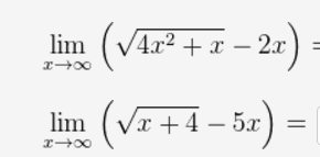 Solved lim x tends to infinity (root 4x^2 + x - 2x) = lim | Chegg.com
