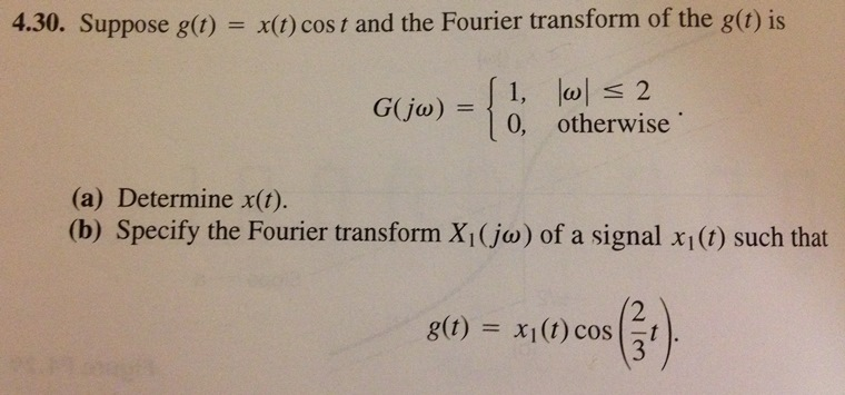 Solved Suppose g(t) = x(r)cost and the Fourier transform of | Chegg.com