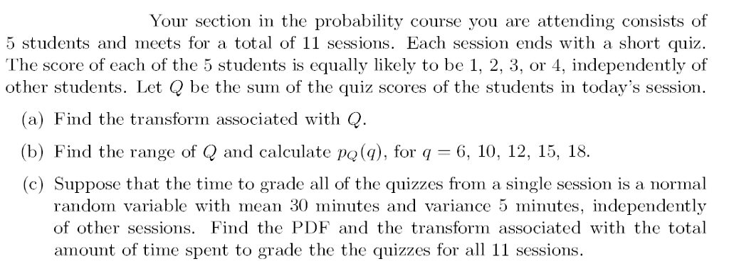 Your section in the probability course you are | Chegg.com