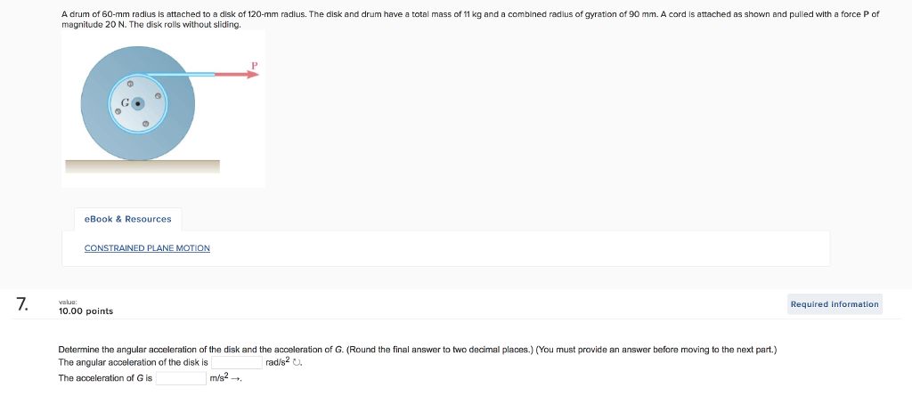 Solved A drum of 60-mm radius is attached to a disk of | Chegg.com