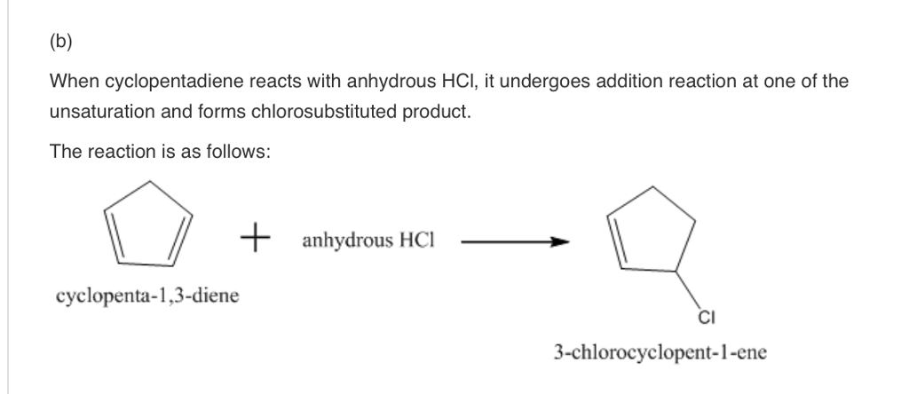 Solved When cyclopentadiene reacts with anhydrous HCl, it | Chegg.com