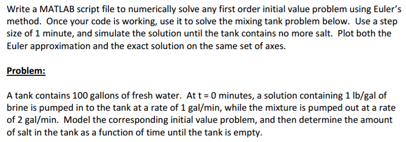 Solved Write A Matlab Script File To Numerically Solve Any