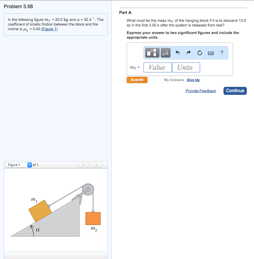 Solved Problem 5.68 Part A In the following figure m1-20.0 | Chegg.com