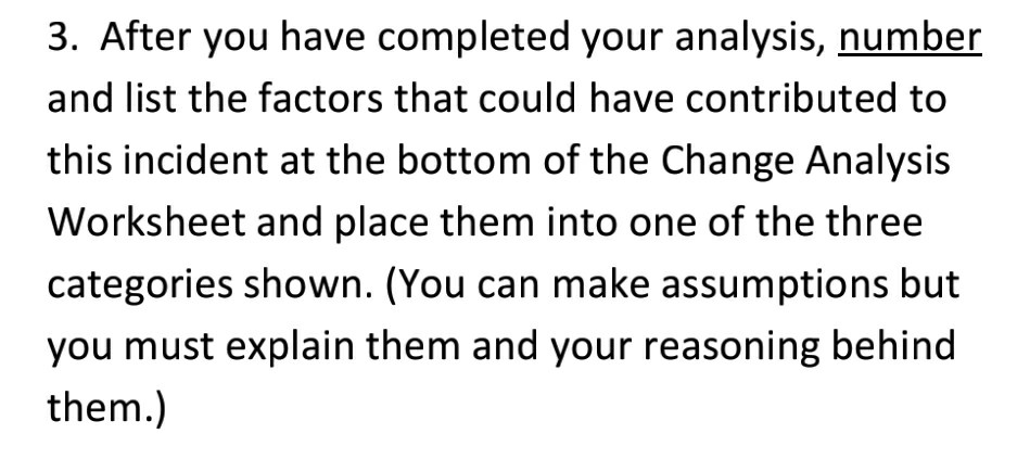 Solved 2. Perform an incident analysis using the Change | Chegg.com