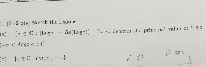 Solved Sketch the regions {z C: |Log z| = Re(Log z)}. (Log | Chegg.com