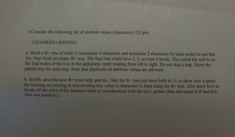5.Consider the following list of attribute values | Chegg.com