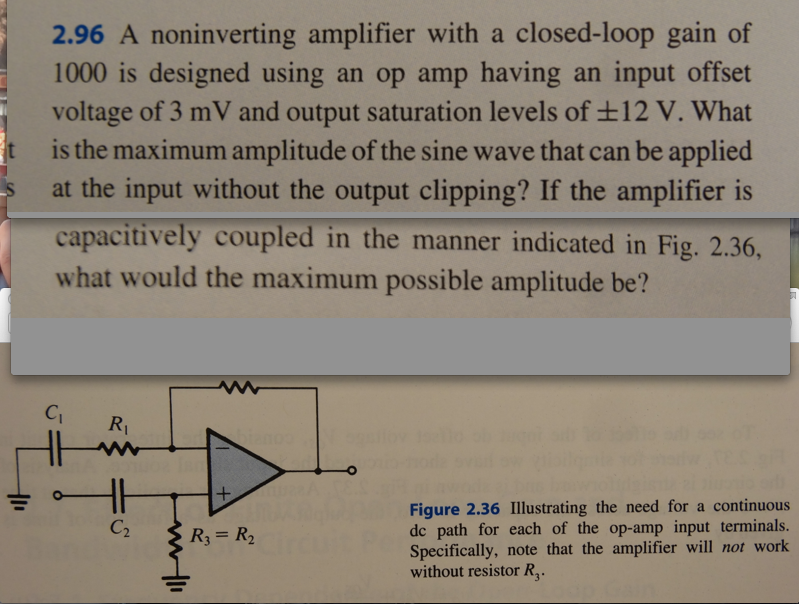 Solved 2.96 A noninverting amplifier with a closed-loop gain | Chegg.com