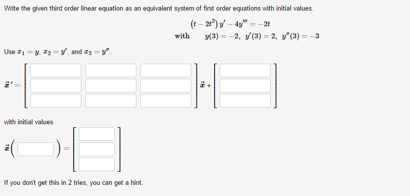 Solved Write The Given Third Order Linear Equation As An