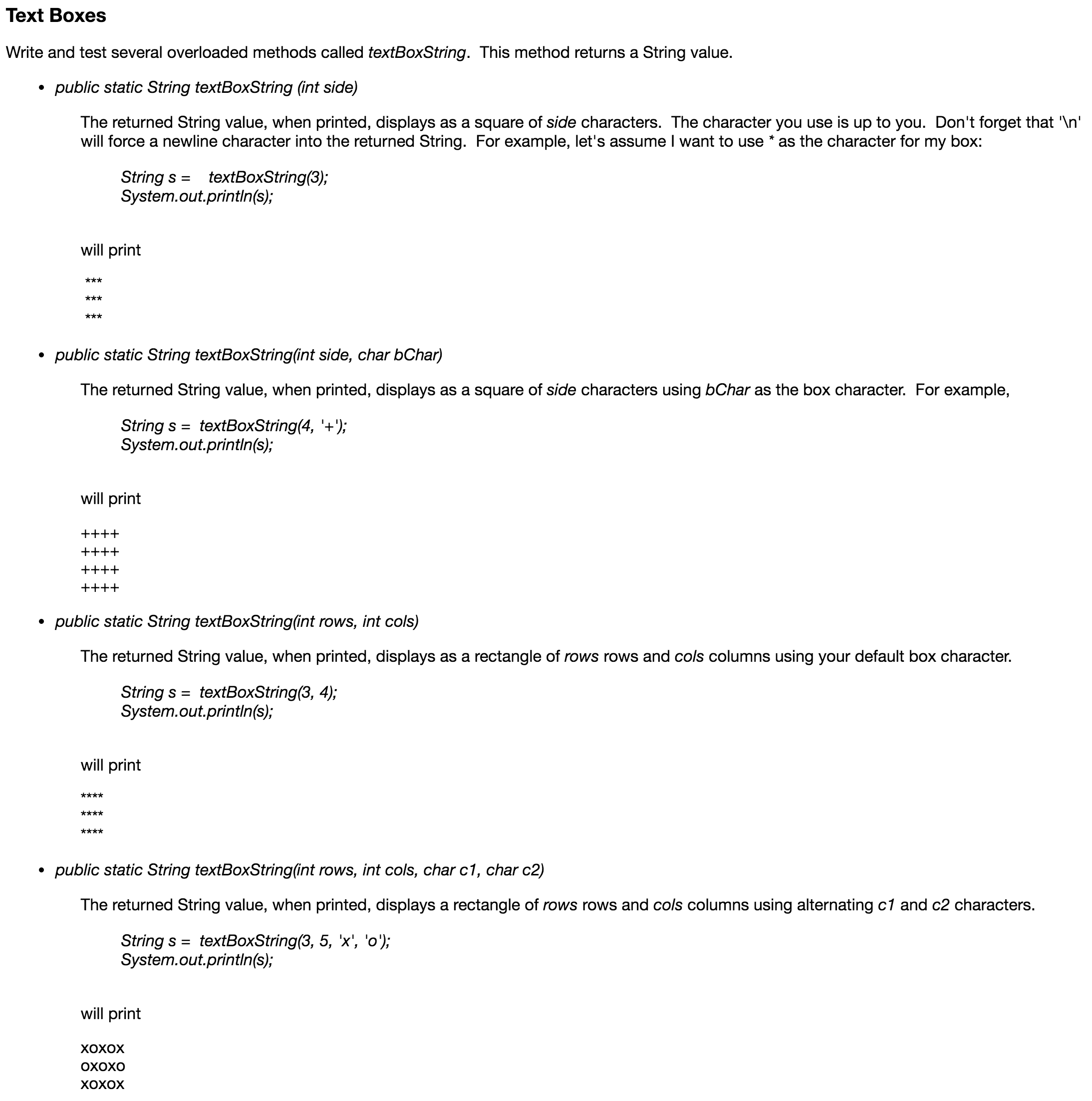 Solved Write And Test Several Overloaded Methods Called 
