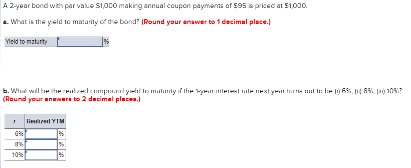 Solved A 2-year bond with par value $1,000 making annual | Chegg.com