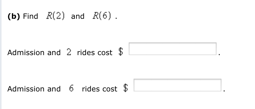 Solved An amusement park charges an admission fee of $ 6 per | Chegg.com
