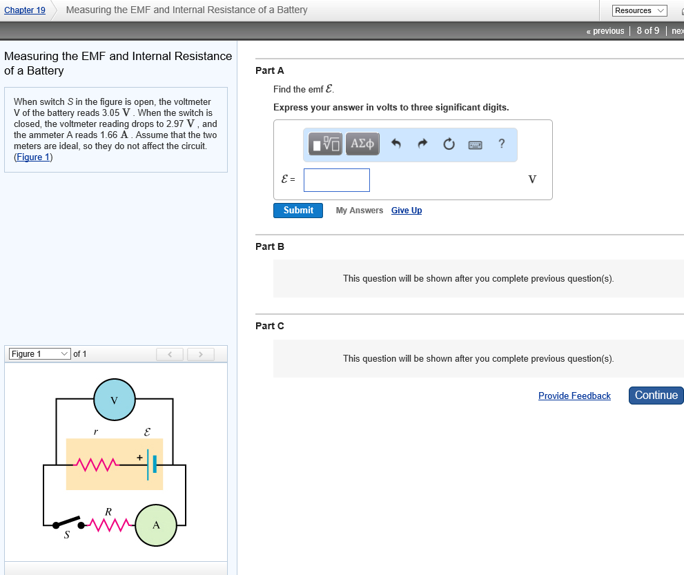 Solved Chapter 19 Measuring the EMF and Internal Resistance | Chegg.com